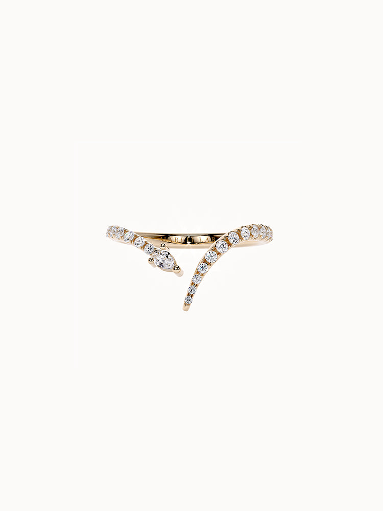 Pavé V Snake Ring - Yellow Gold – MARLII LAB